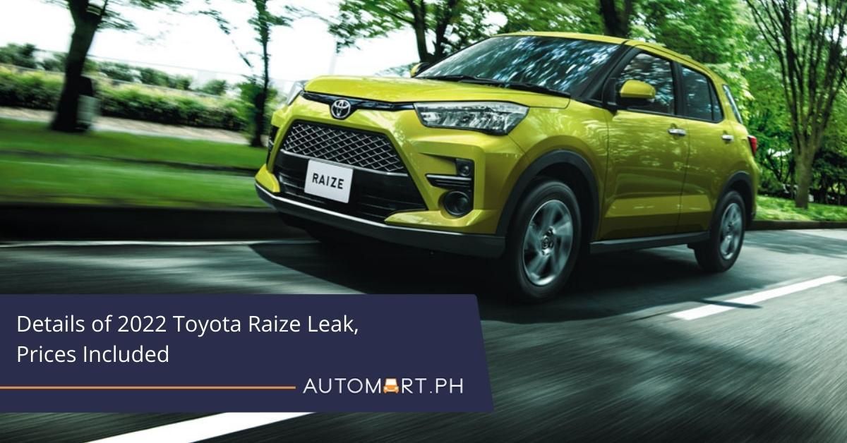 Details Of 2022 Toyota Raize Leak, Prices Included